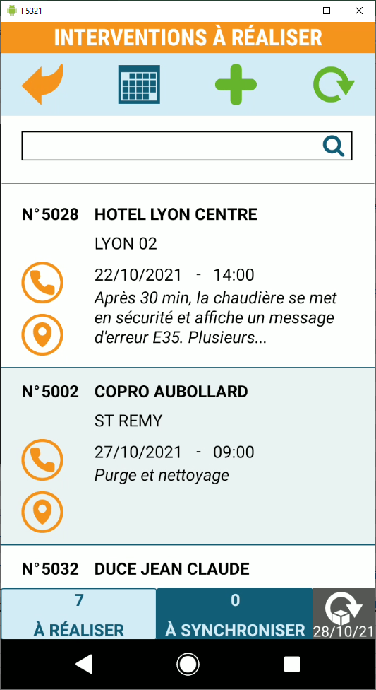 Application mobile Interventions | Codial